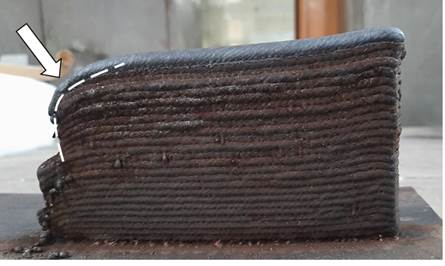 WAAM wall built with left-right strategy, there is an evident ...